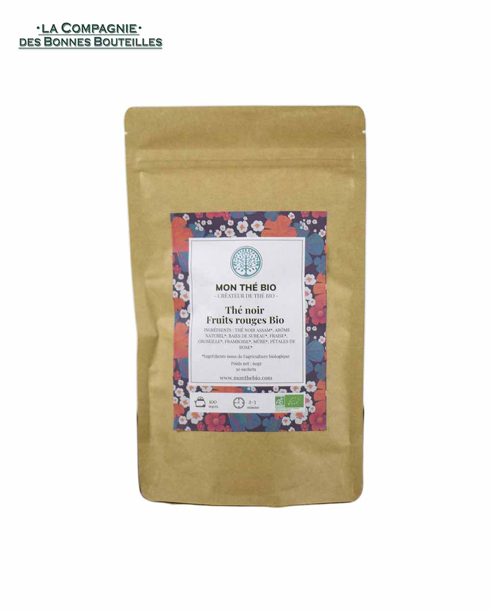 Thé noir fruits rouges Monthébio 100 gr - La Compagnie des Bonnes ...